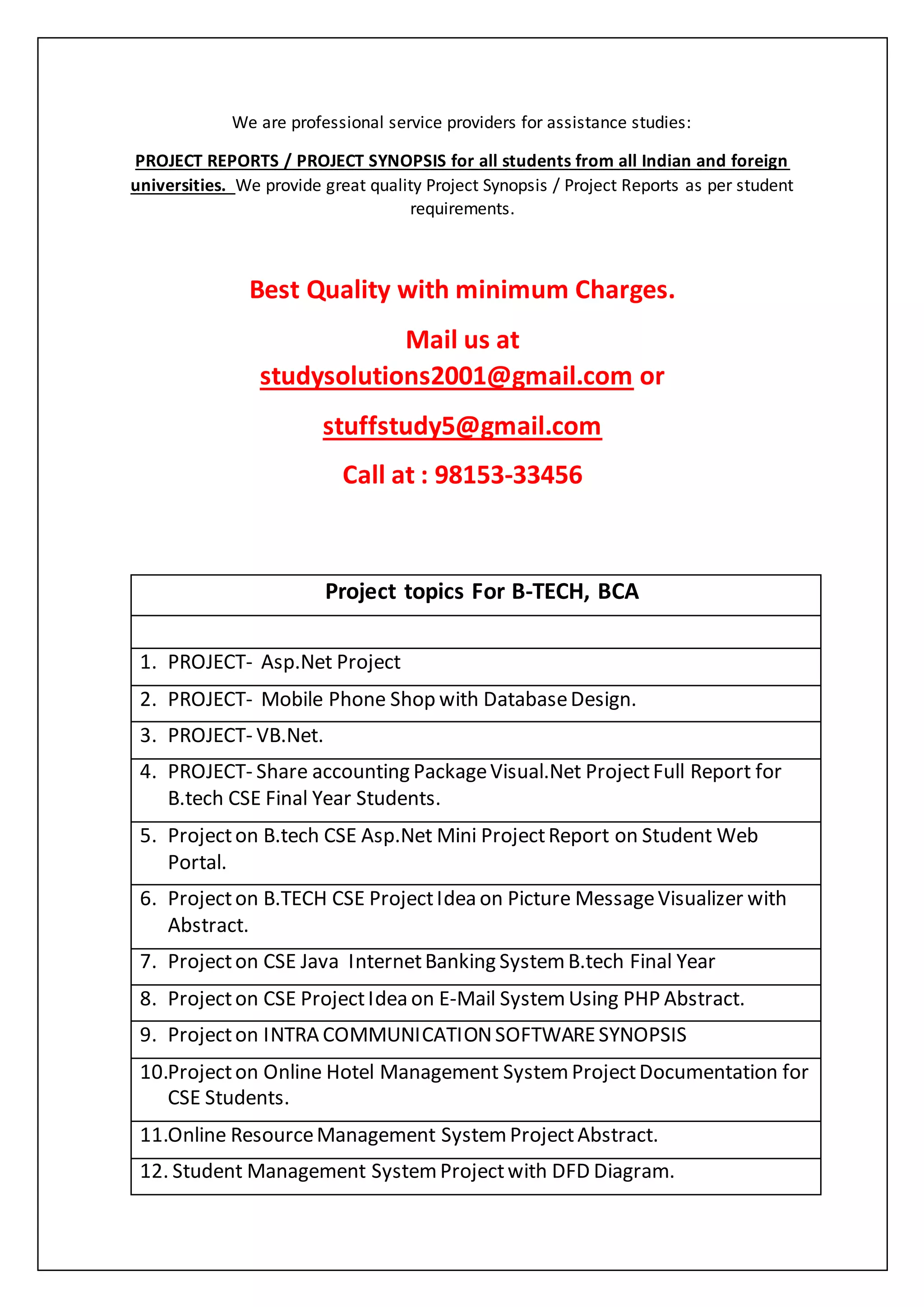 B tech, bca project topics | DOCX | Undergraduate Education | College ...