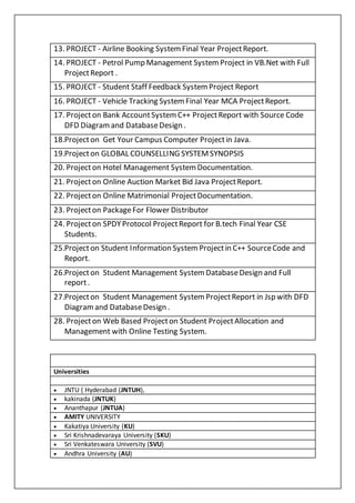 B tech, bca project topics | PDF