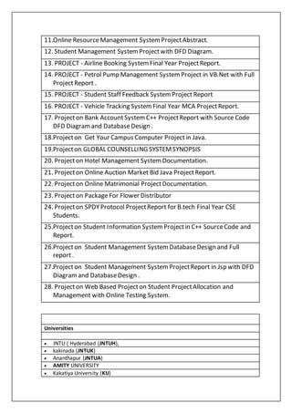 B tech, bca project topics | DOCX