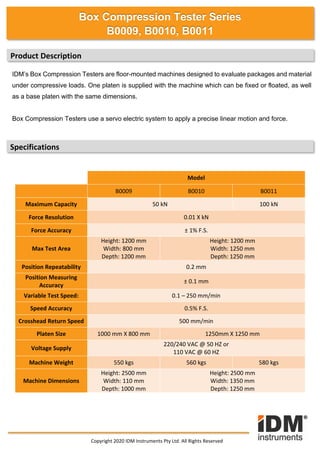 Box compression tester series | PDF