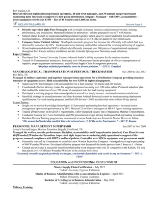 Melvin Williams - Updated Professional Resume | DOC