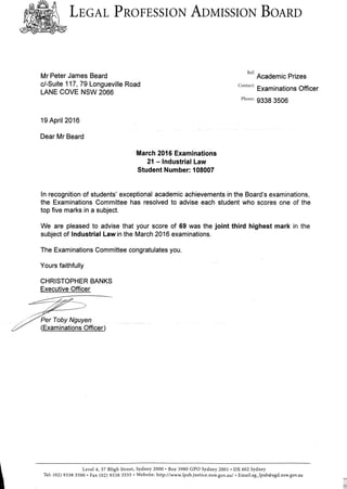 LPAB INDUSTRIAL LAW TOP 5 EXAM RESULT 2016 | PDF