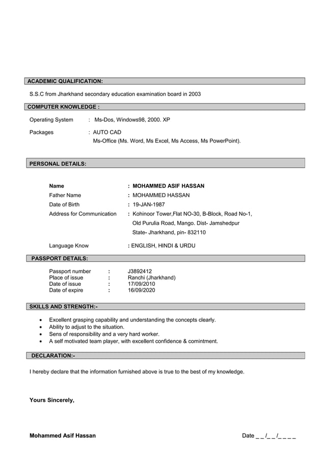Mohammed Asif Hassan-cv | DOC
