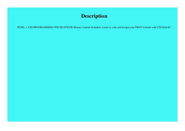 Read Book⚡ Html Css Programming Foundations Bonus Content Included Learn To Code And