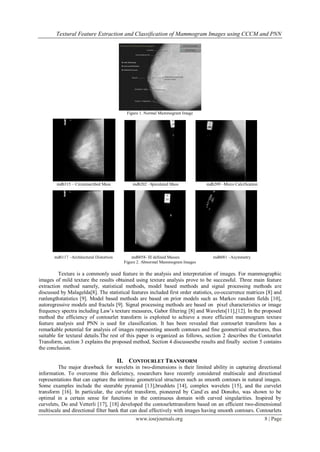 Textural Feature Extraction and Classification of Mammogram Images using CCCM and PNN | PDF