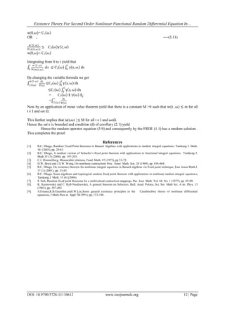 Existence Theory for Second Order Nonlinear Functional Random Differential Equation in Banach ...