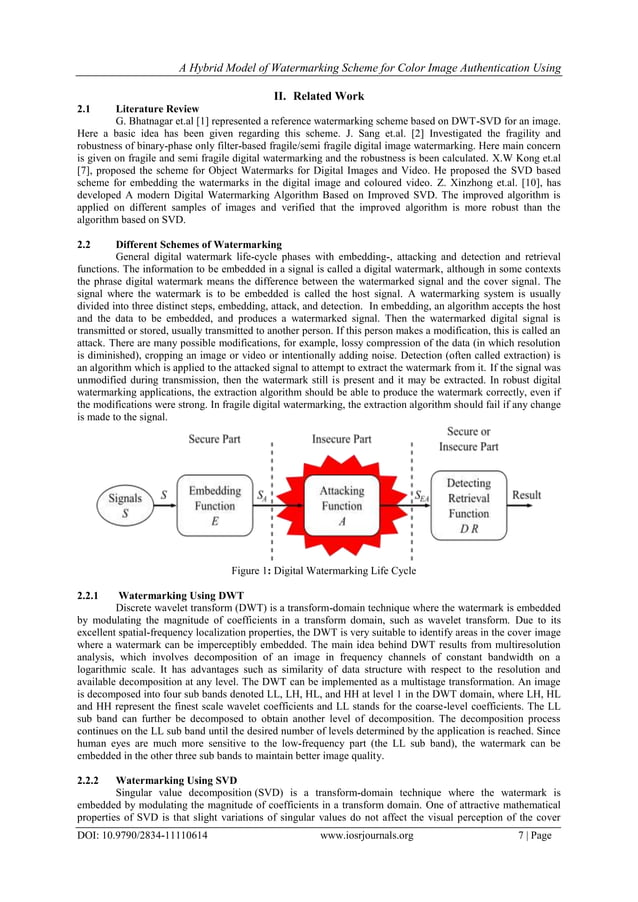 A Hybrid Model Of Watermarking Scheme For Color Image Authentication Using Discrete Wavelet 