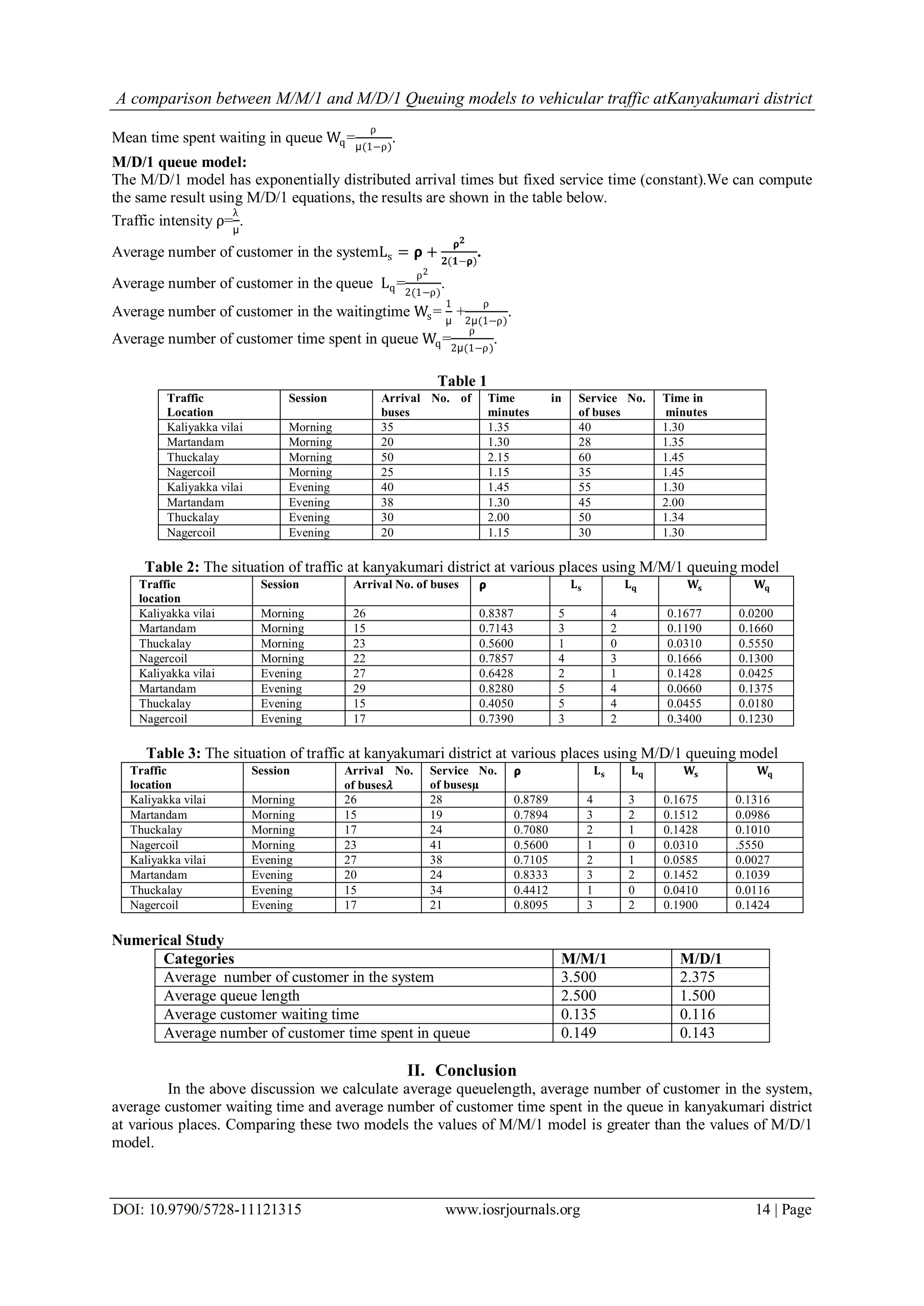 A comparison between M/M/1 and M/D/1 queuing models to vehicular ...