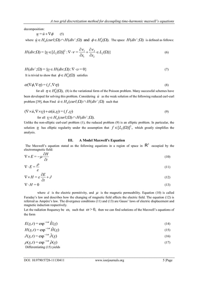 A Two Grid Discretization Method For Decoupling Time-Harmonic Maxwell’s ...