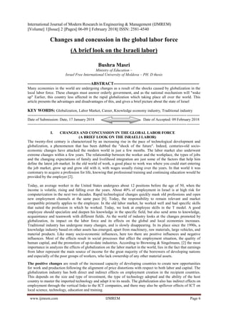 Changes and concussion in the global labor force (A brief look on the ...