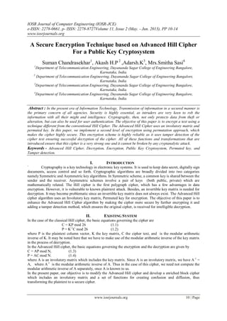 A Secure Encryption Technique based on Advanced Hill Cipher For a ...