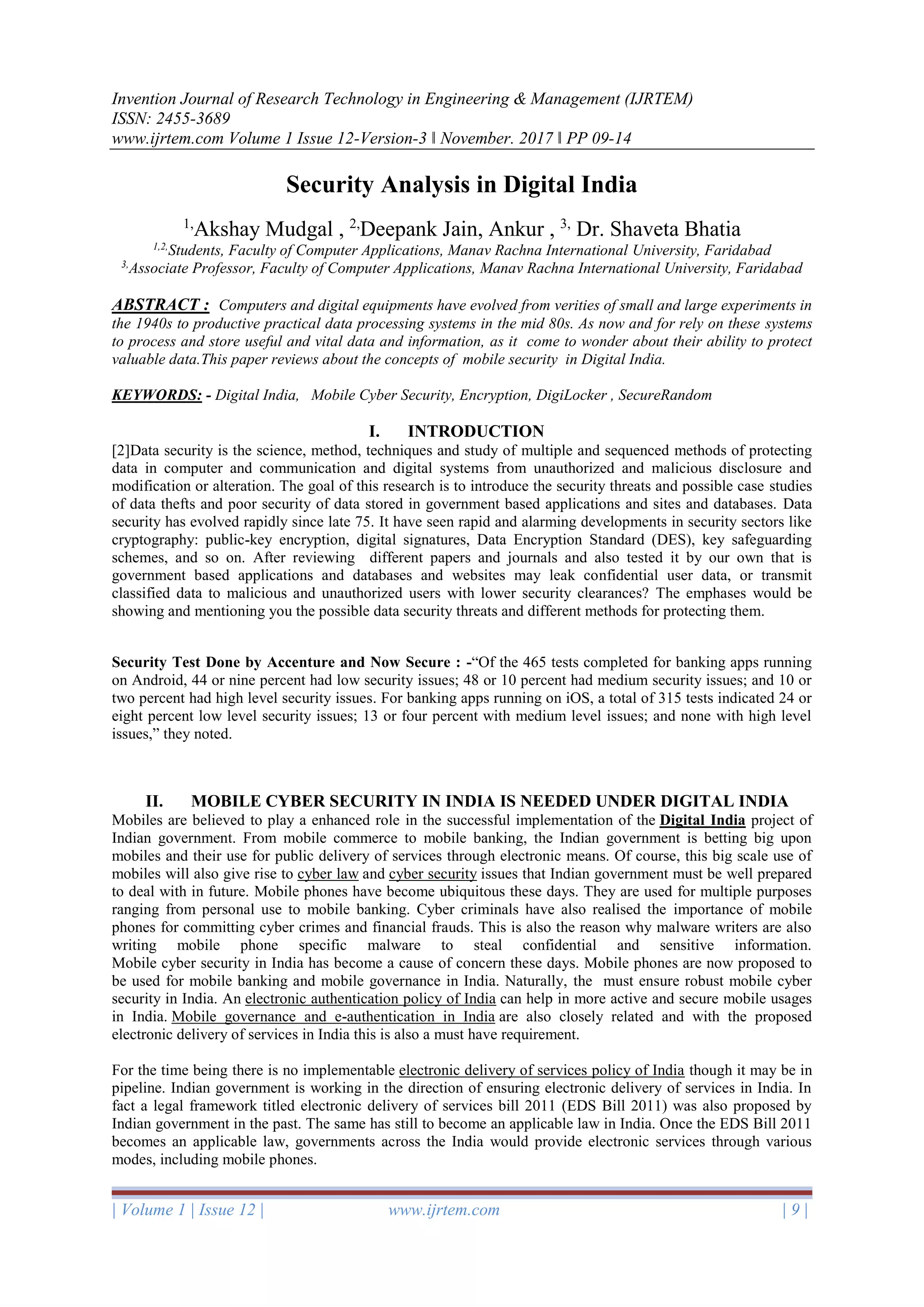 Security Analysis in Digital India | PDF | Phone Services | Home Utilities