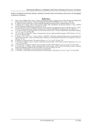 Maximizing Efficiency Of multiple–Path Source Routing in Presence of Jammer | PDF