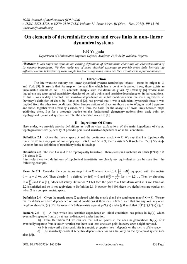 On elements of deterministic chaos and cross links in non- linear dynamical systems | PDF