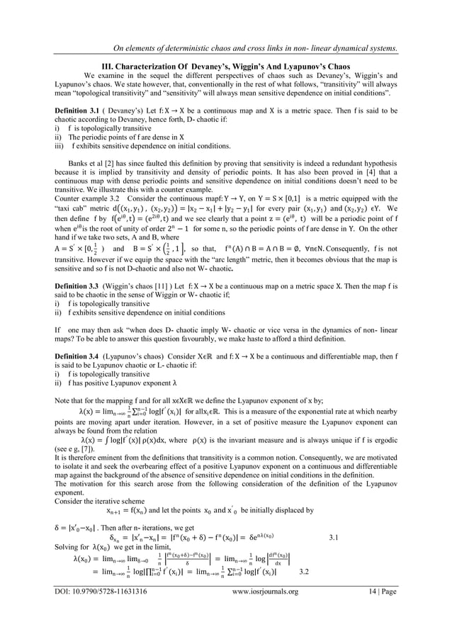 On elements of deterministic chaos and cross links in non- linear dynamical systems | PDF