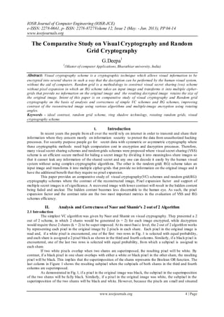 The Comparative Study on Visual Cryptography and Random Grid Cryptography | PDF