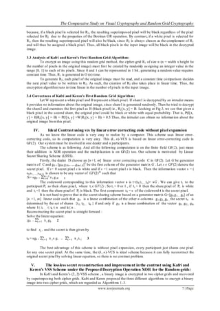 The Comparative Study on Visual Cryptography and Random Grid Cryptography | PDF
