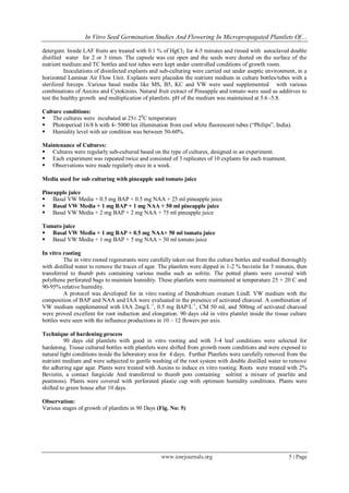 In Vitro Seed Germination Studies and Flowering in Micropropagated ...