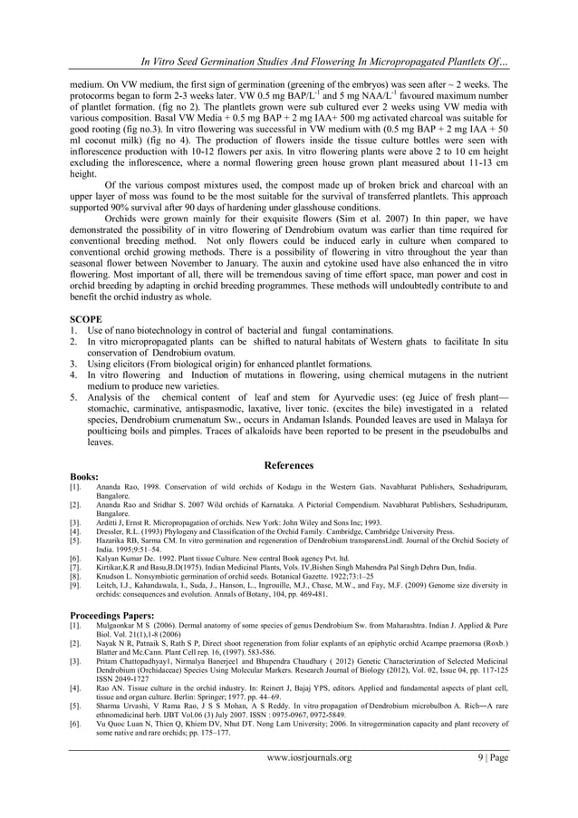 In Vitro Seed Germination Studies and Flowering in Micropropagated ...