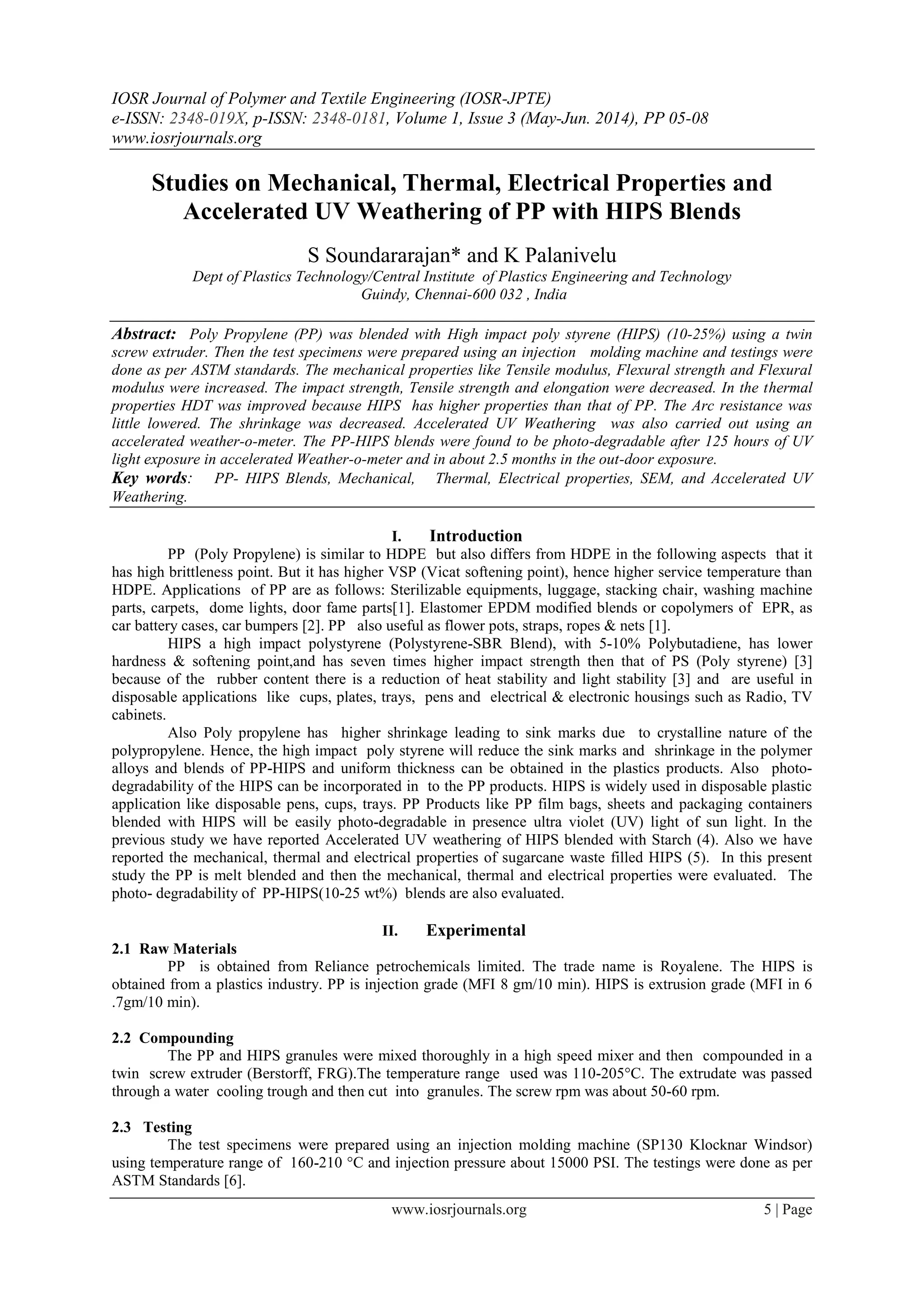 Studies on Mechanical, Thermal, Electrical Properties and Accelerated ...