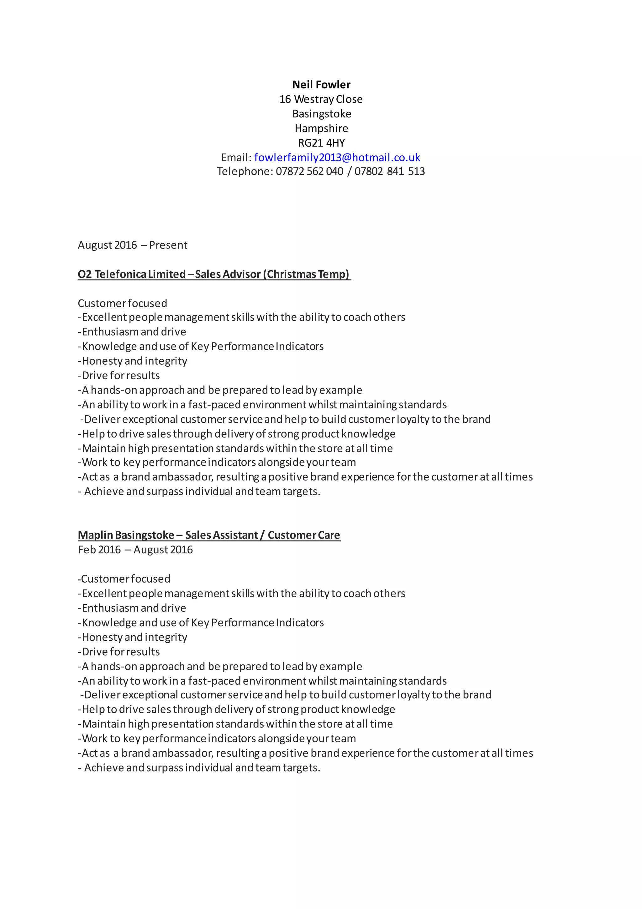 Neil CV 2016 NEW | PDF