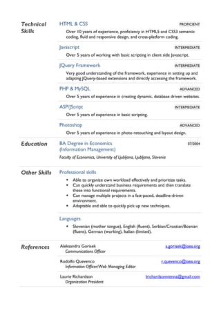 Andraz Zuccato CV (Front End Developer) | PDF