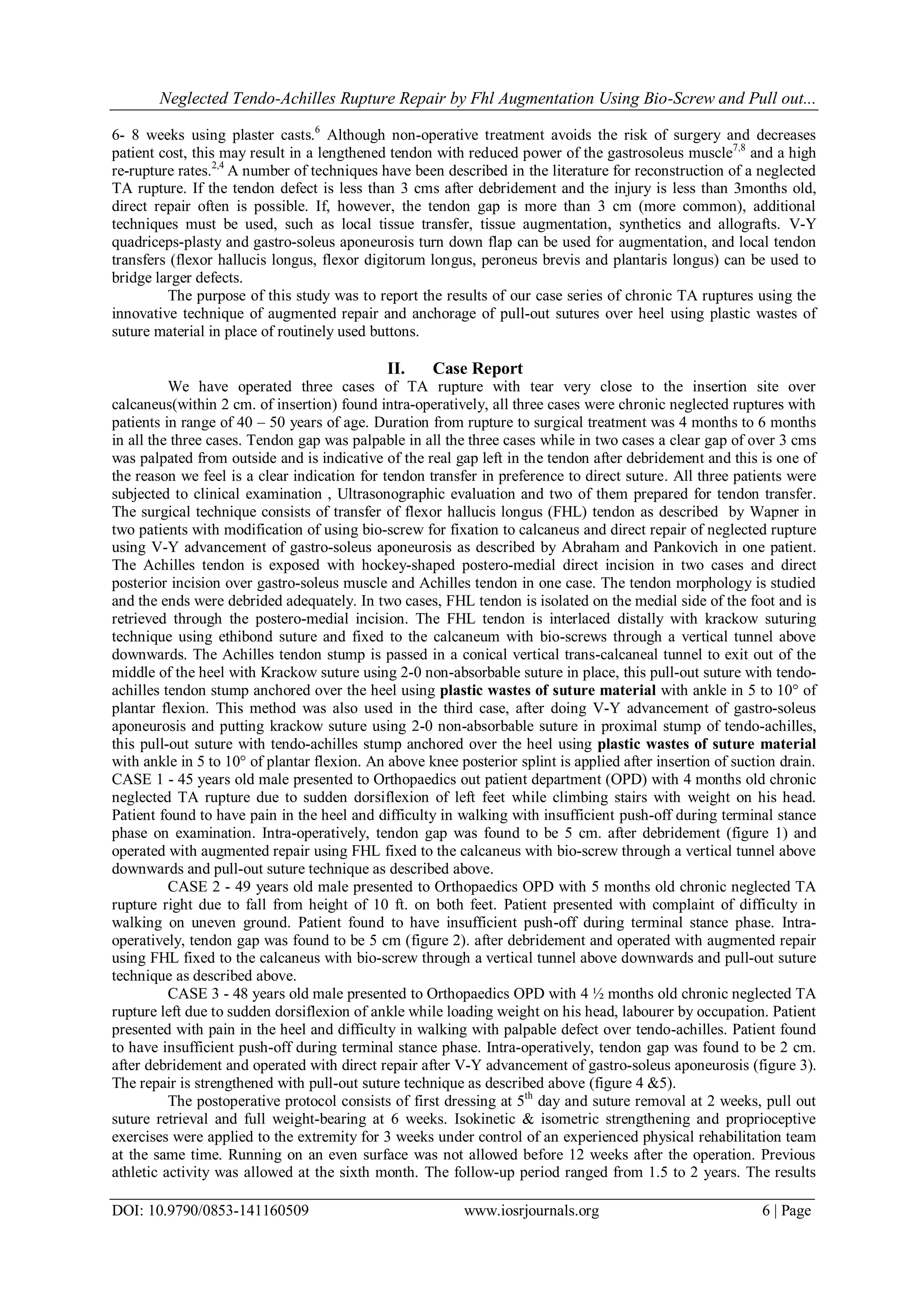 Neglected Tendo-Achilles Rupture Repair by Fhl Augmentation Using Bio ...