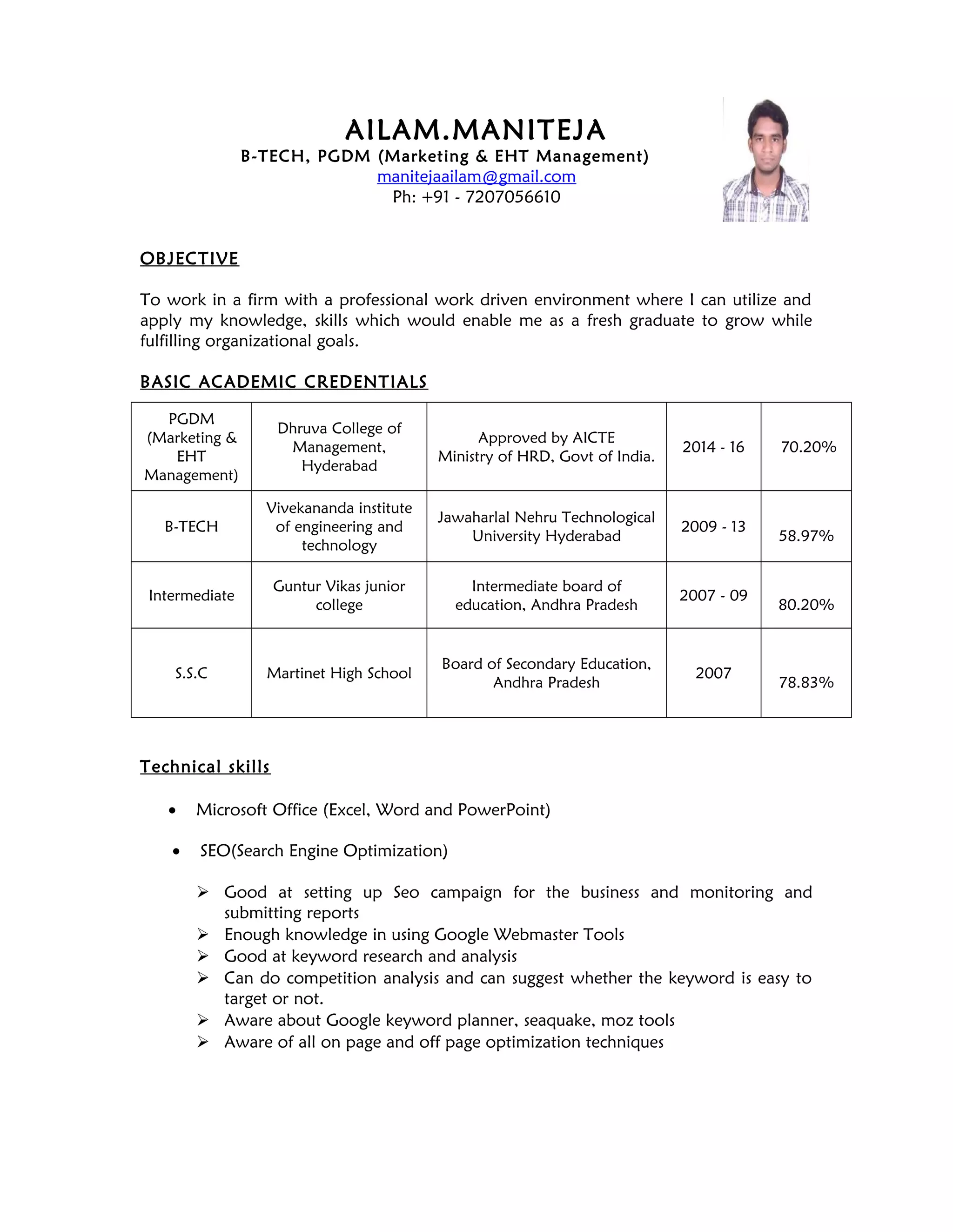 PGDM - Fresher | DOC | Search | Internet