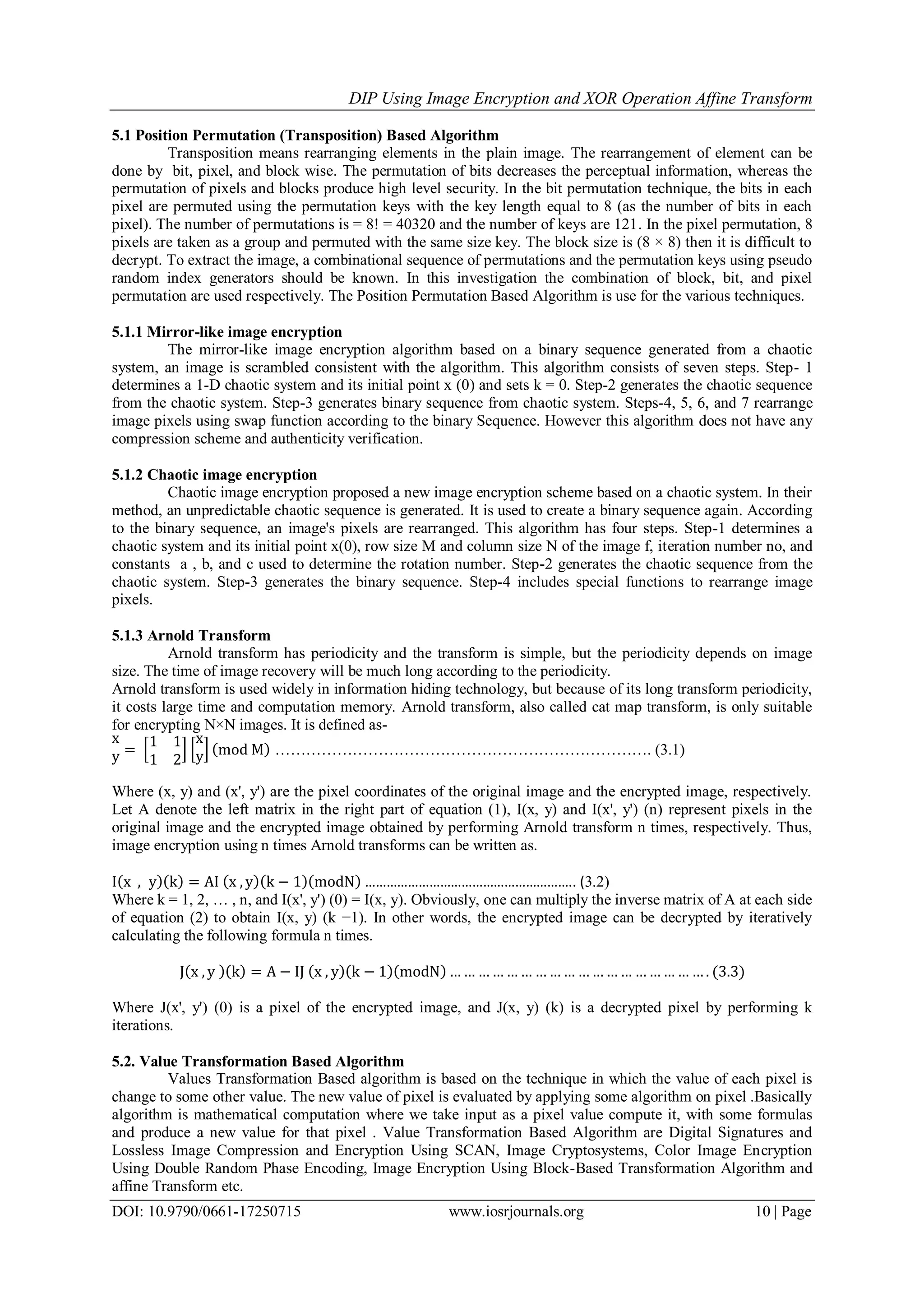 DIP Using Image Encryption and XOR Operation Affine Transform | PDF