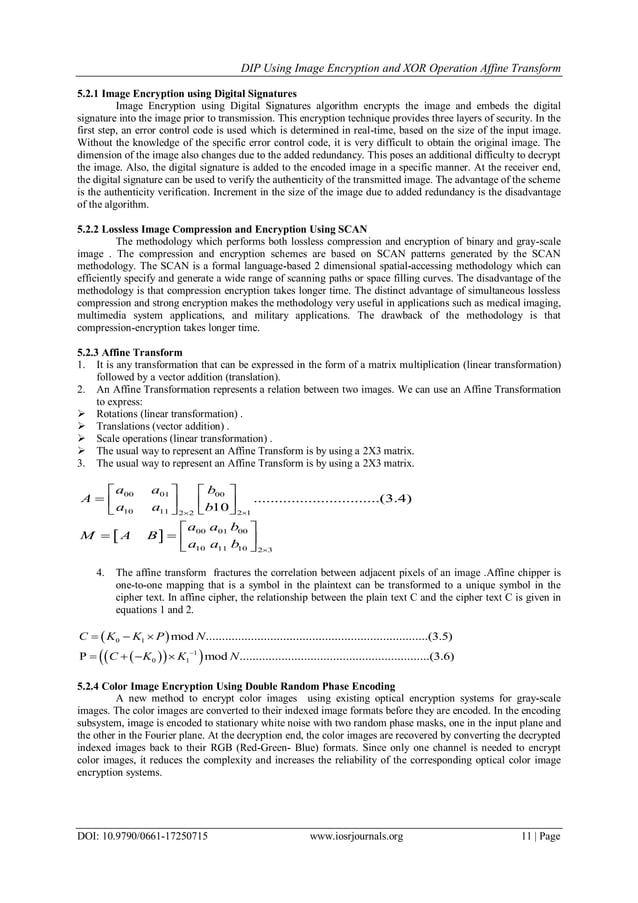 DIP Using Image Encryption and XOR Operation Affine Transform | PDF