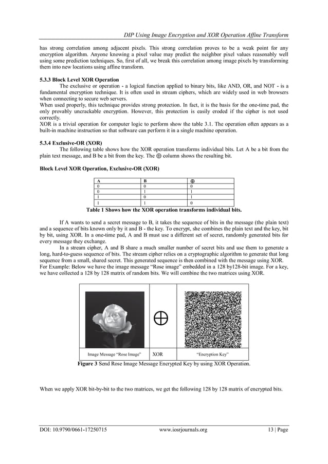 DIP Using Image Encryption and XOR Operation Affine Transform | PDF