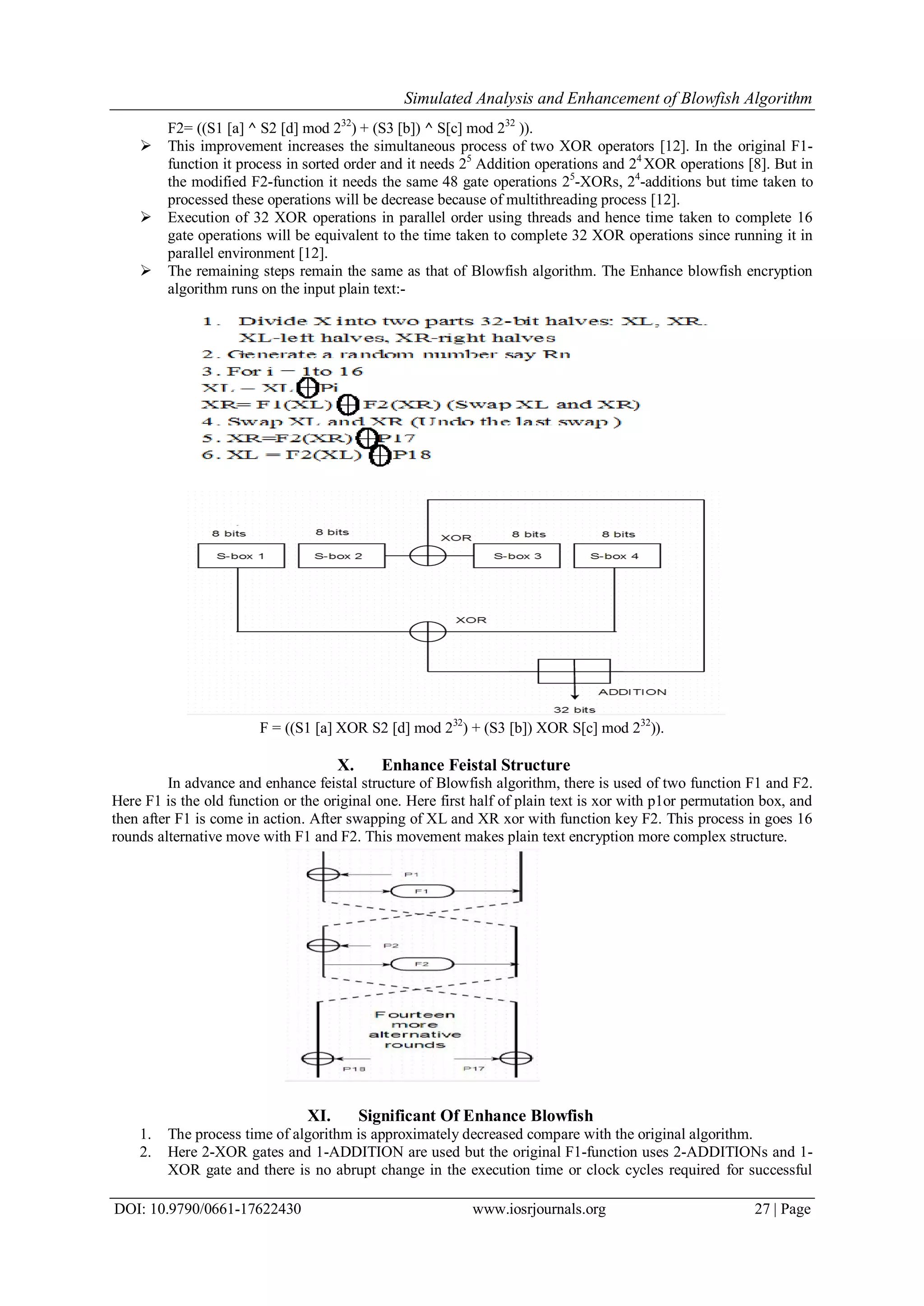 Simulated Analysis and Enhancement of Blowfish Algorithm | PDF