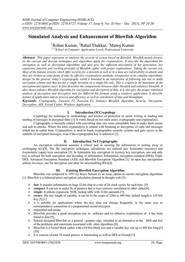 Simulated Analysis and Enhancement of Blowfish Algorithm | PDF