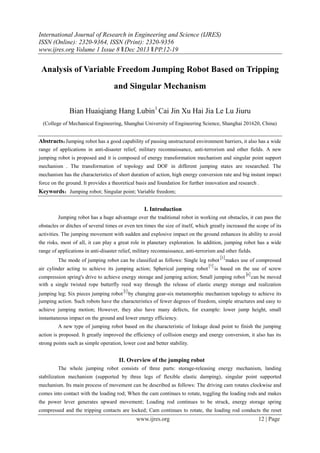 Analysis of Variable Freedom Jumping Robot Based on Tripping and ...