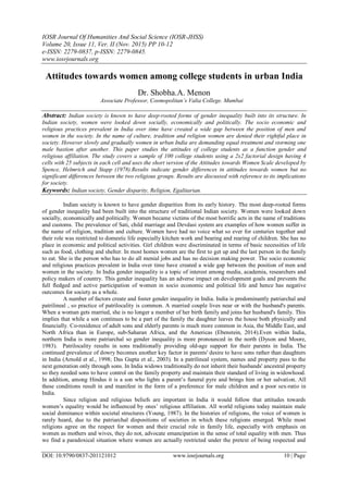 Attitudes towards women among college students in urban India | PDF