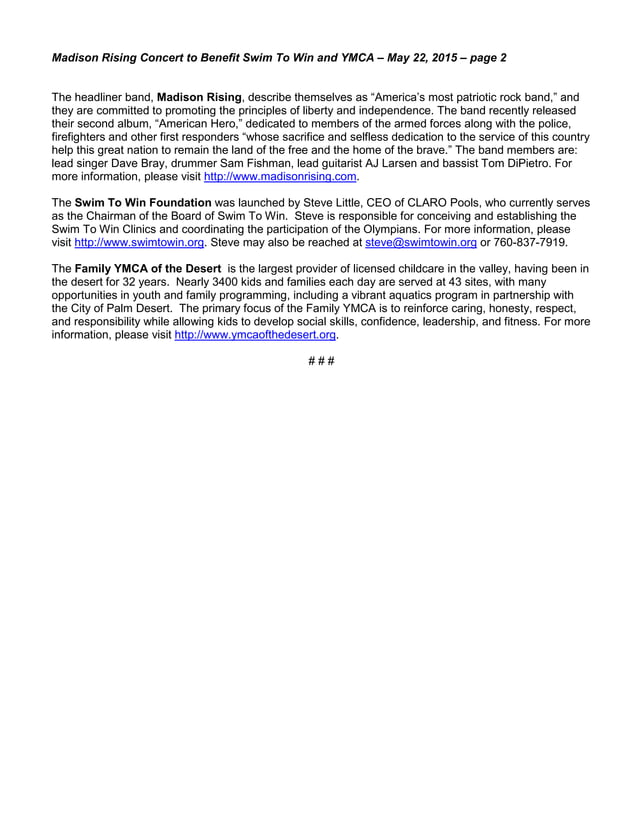 Madison Rising Concert press release | PDF