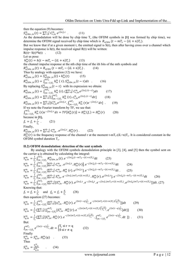 Ofdm Detection On Umts Utra Fdd Up Link And Implementation Of The Modulator Demodulator By Ifft