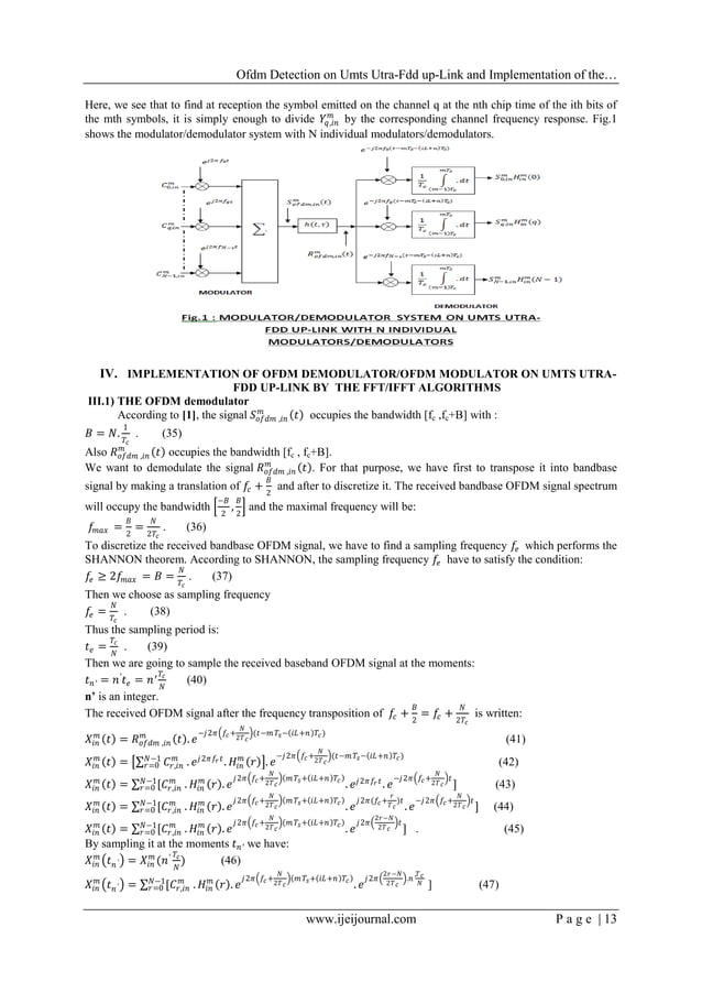Ofdm Detection On Umts Utra Fdd Up Link And Implementation Of The Modulator Demodulator By Ifft