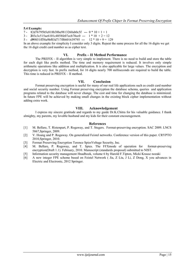 Enhancement of Prefix Chiper in Format Preserving Encryption | PDF