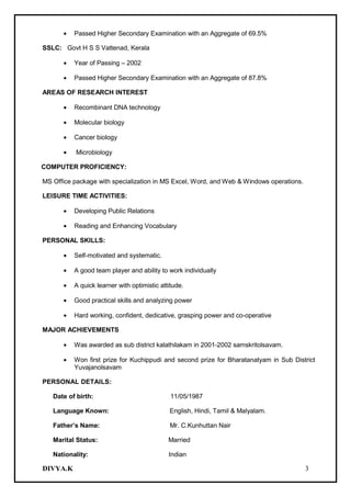 Divya cv Final pdf | PDF