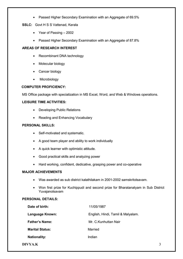 Divya cv Final pdf | PDF | Biotech and Biomedical Industry | Industries
