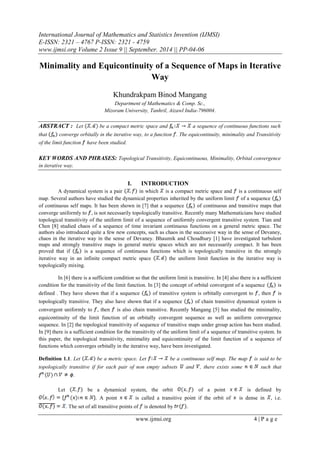 Minimality and Equicontinuity of a Sequence of Maps in Iterative Way | PDF