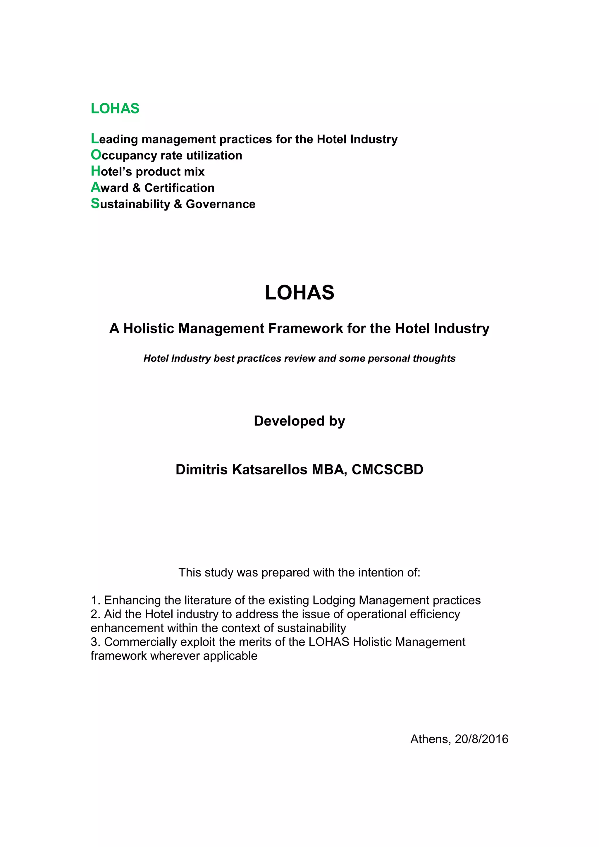 LOHAS A Holistic Management Framework for the Hotel Industry v3 | PDF