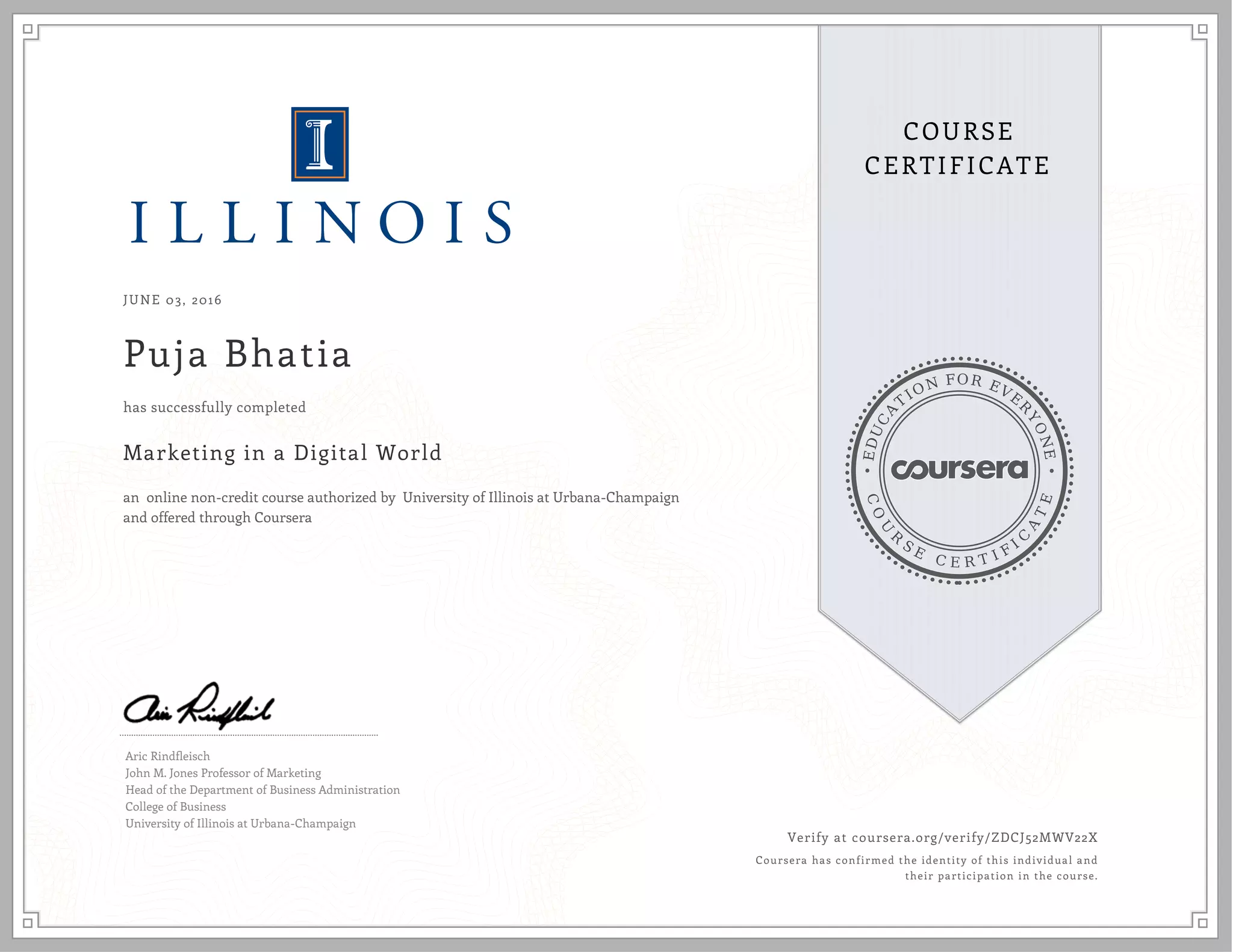 Coursera certificate | PDF | College Education | Education