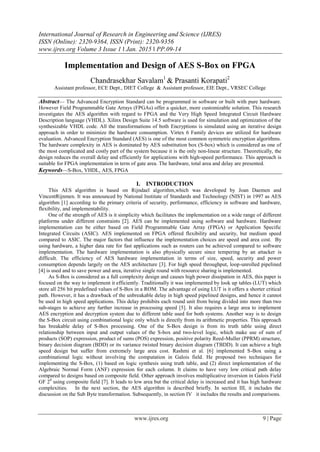 Implementation and Design of AES S-Box on FPGA | PDF