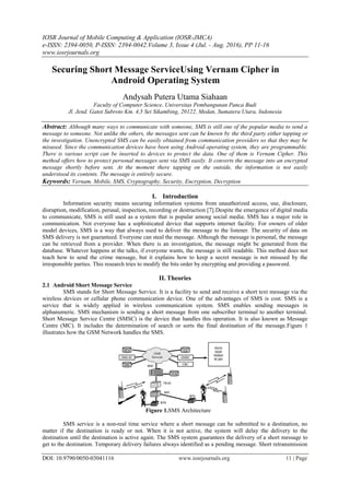Securing Short Message Service Using Vernam Cipher in Android Operating System | PDF