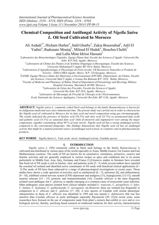 Chemical Composition and Antifungal Activity of Nigella Sativa L. Oil Seed Cultivated In Morocco ...