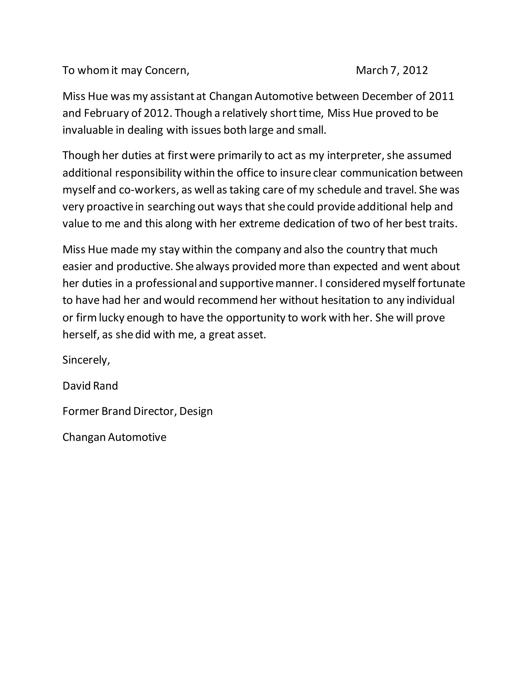 RECOMMENDATION LETTER推荐信 | DOCX