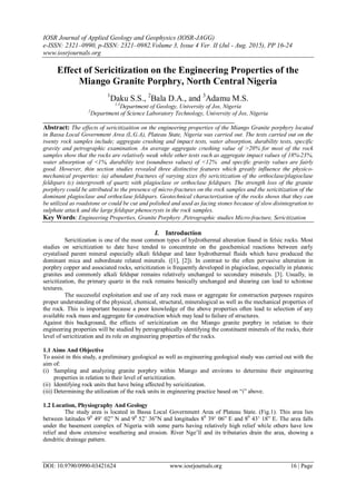 Effect of Sericitization on the Engineering Properties of the Miango ...