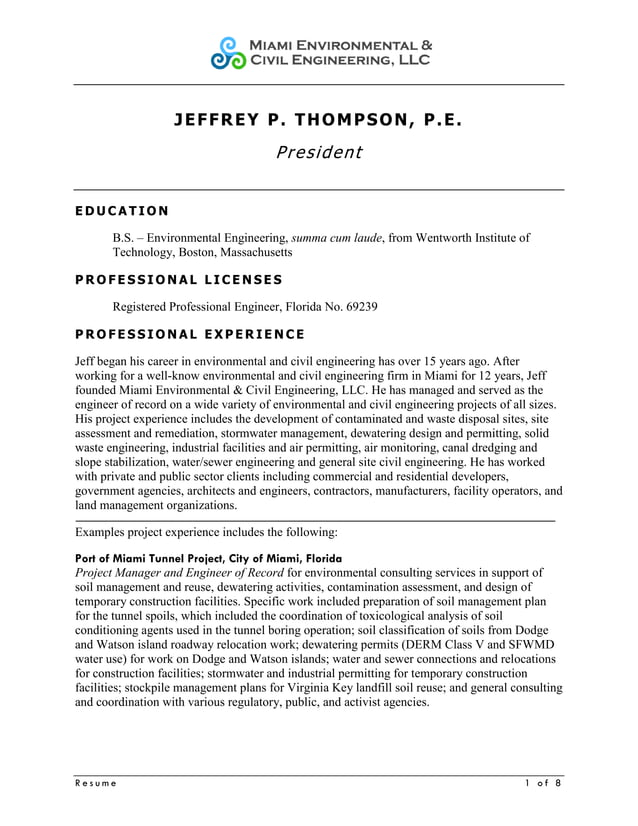 16.06.27 Resume_Jeff Thompson | PDF | Civil Engineering Industry | Industries
